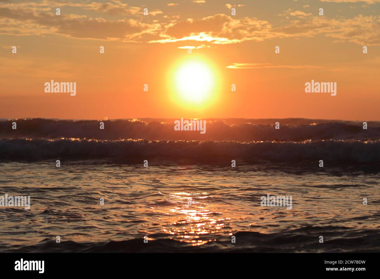 Selective focus, At sunrise in the morning, the huge bright rays of the ...