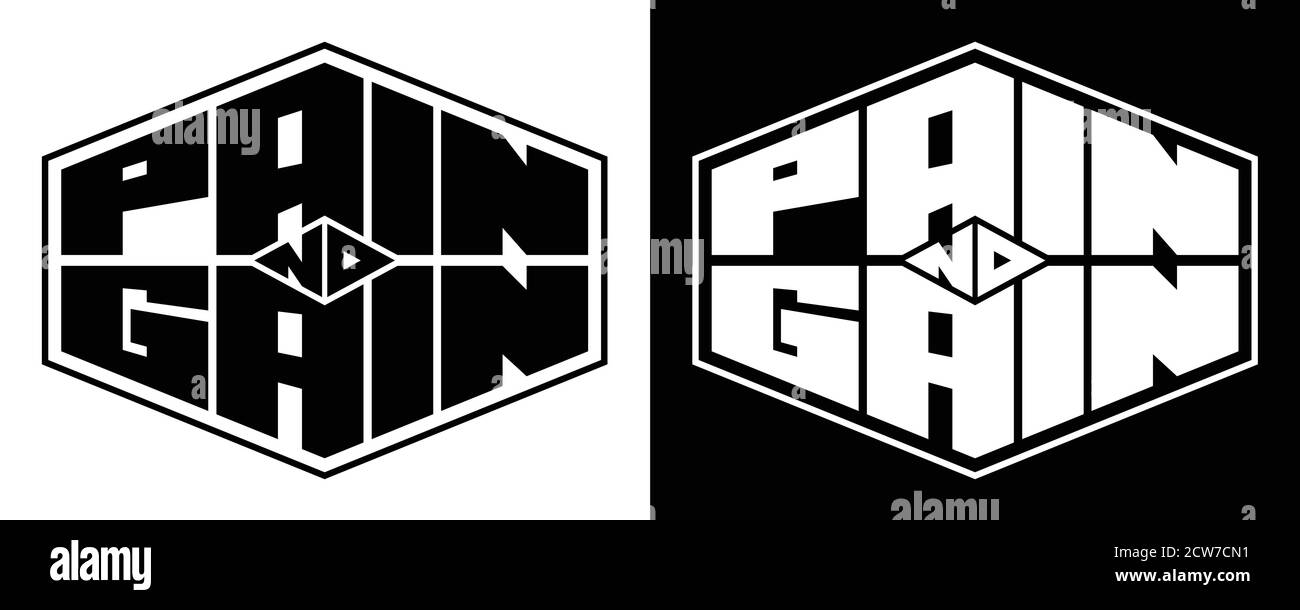 No Pain No Gain logo lettering typography. Set of 2 Gym Workout ...