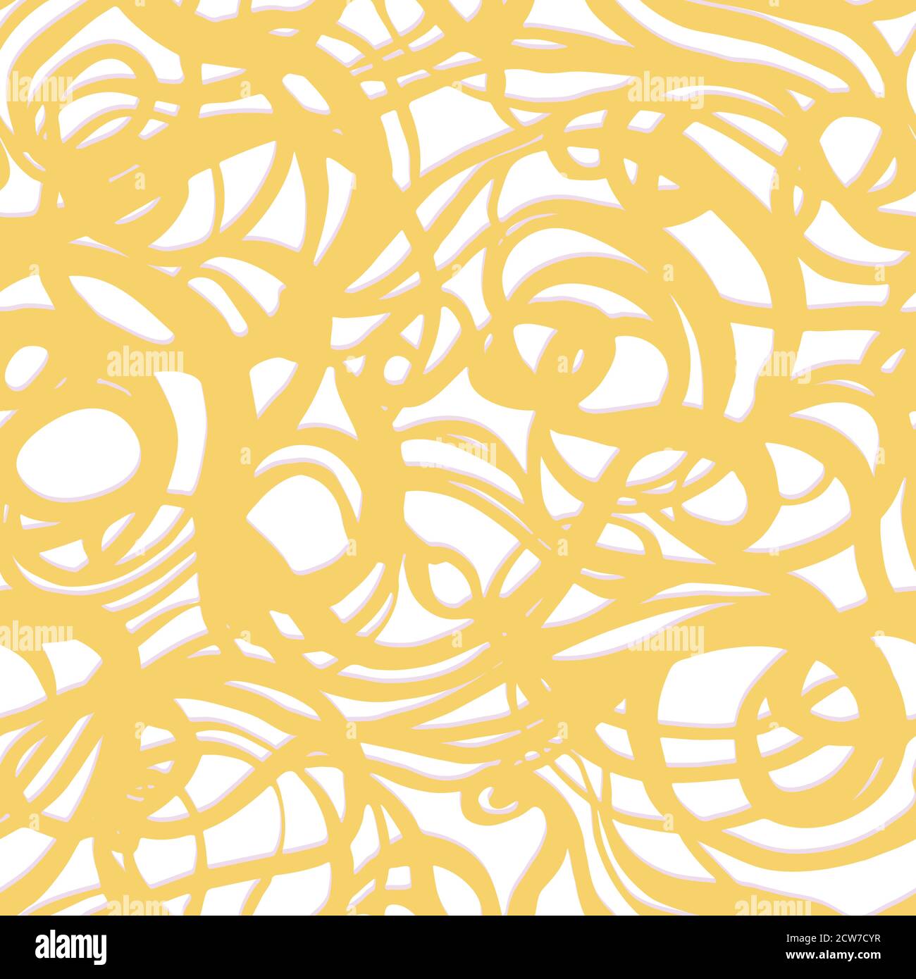 Abstract delicious noodle food pattern, doodle brush pen swirly line ...