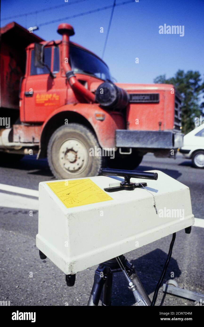 Radar control on a french motorway, France Stock Photo - Alamy