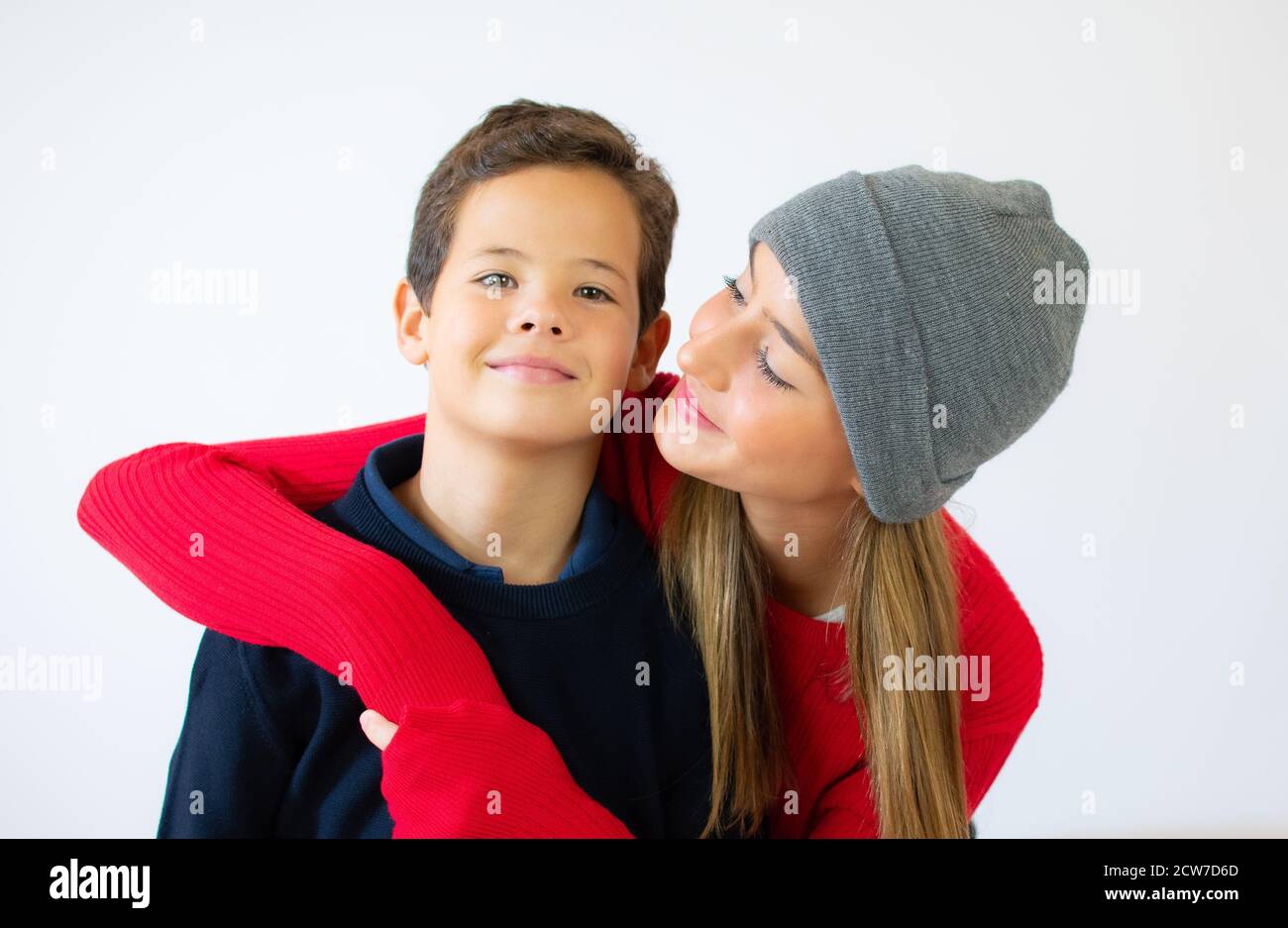 Happy Brother and Sister Hugging each other Stock Photo - Alamy