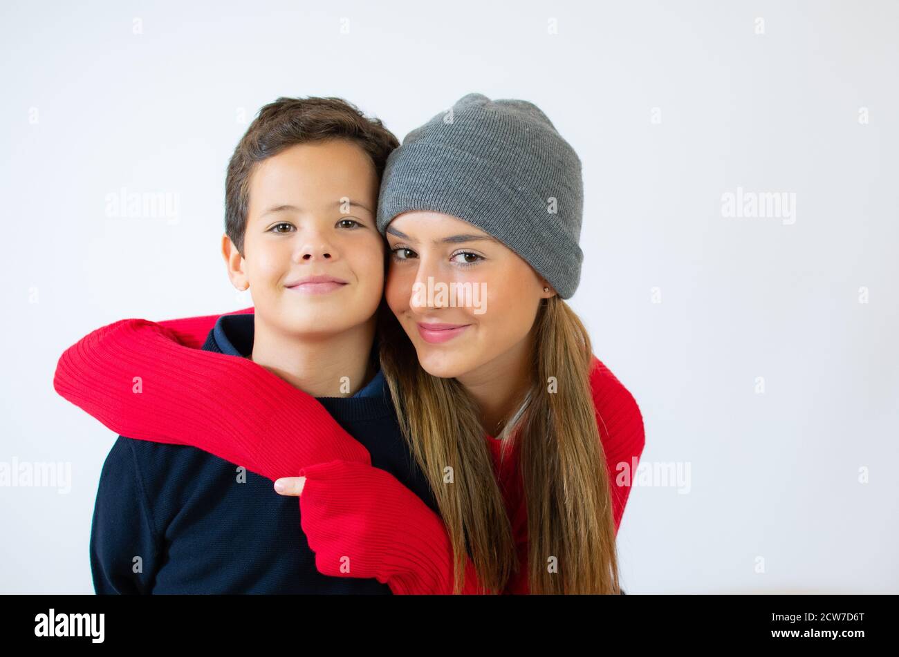 Happy Brother and Sister Hugging each other Stock Photo - Alamy