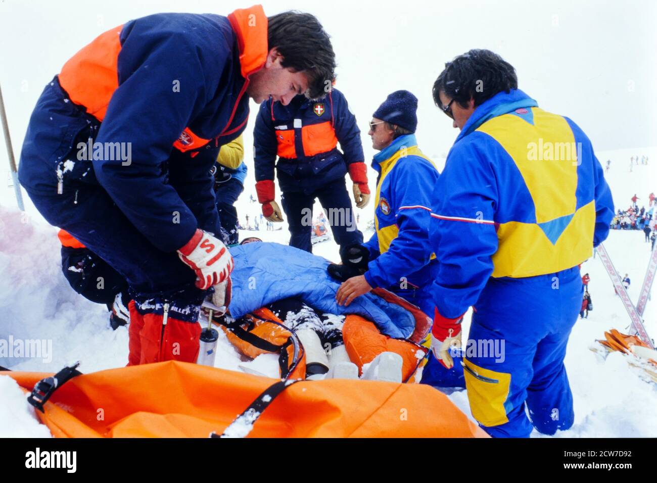 Mountain Rescuers at work after an avalanche, Valloire, Savoie, France ...