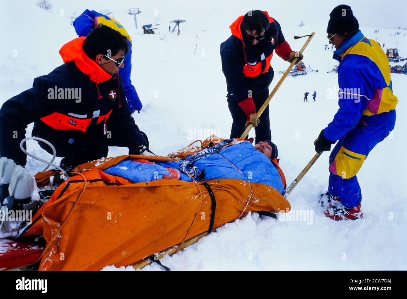 Mountain Rescuers at work after an avalanche, Valloire, Savoie, France ...