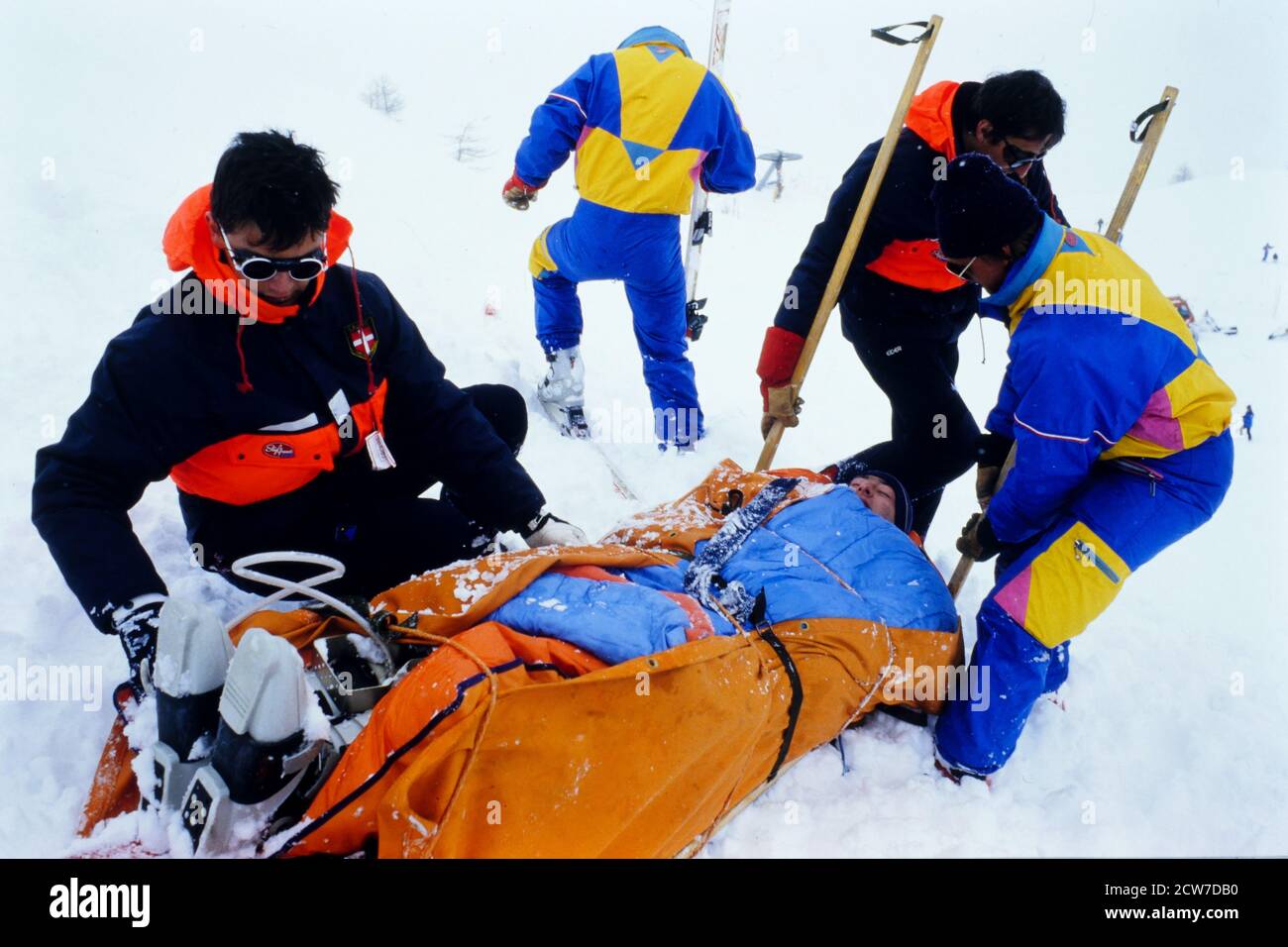 Mountain Rescuers at work after an avalanche, Valloire, Savoie, France ...