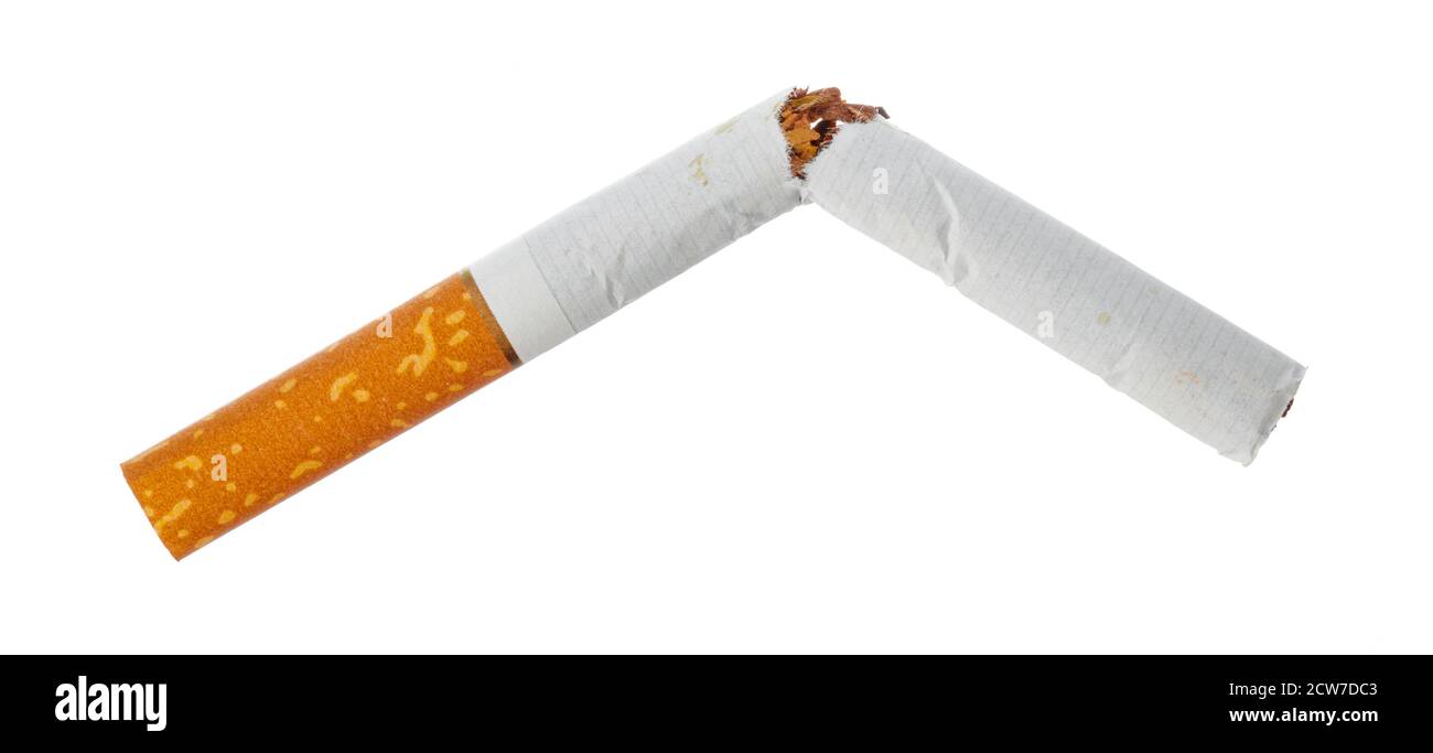 Broken cigarette isolated on white background close up Stock Photo - Alamy