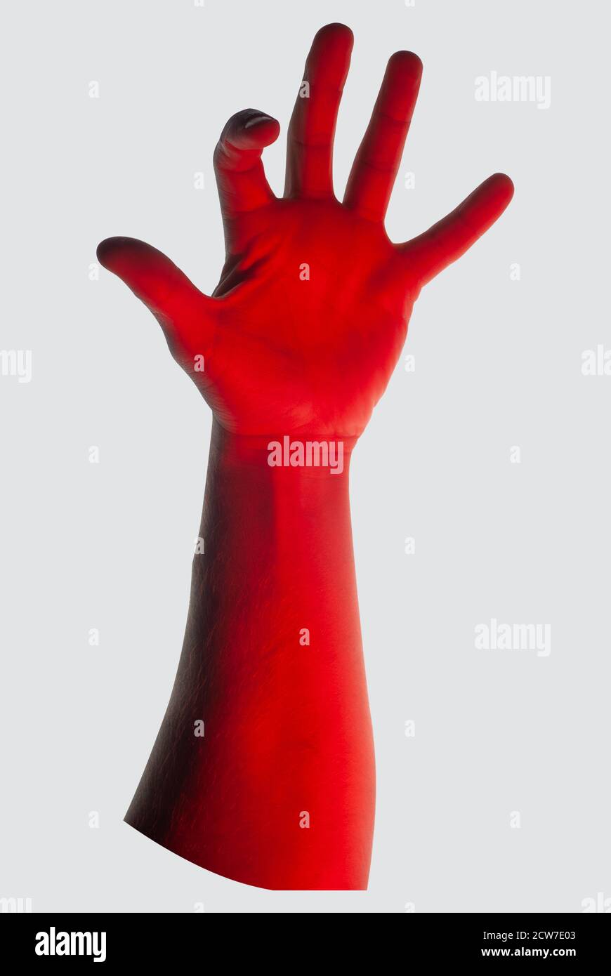 the red hand is isolated on a white background Stock Photo - Alamy