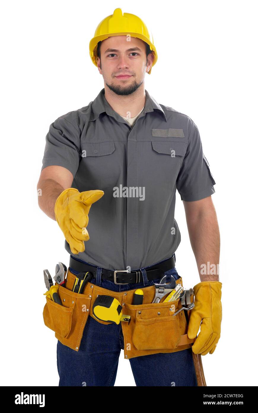 Building contractor isolated on white Stock Photo - Alamy