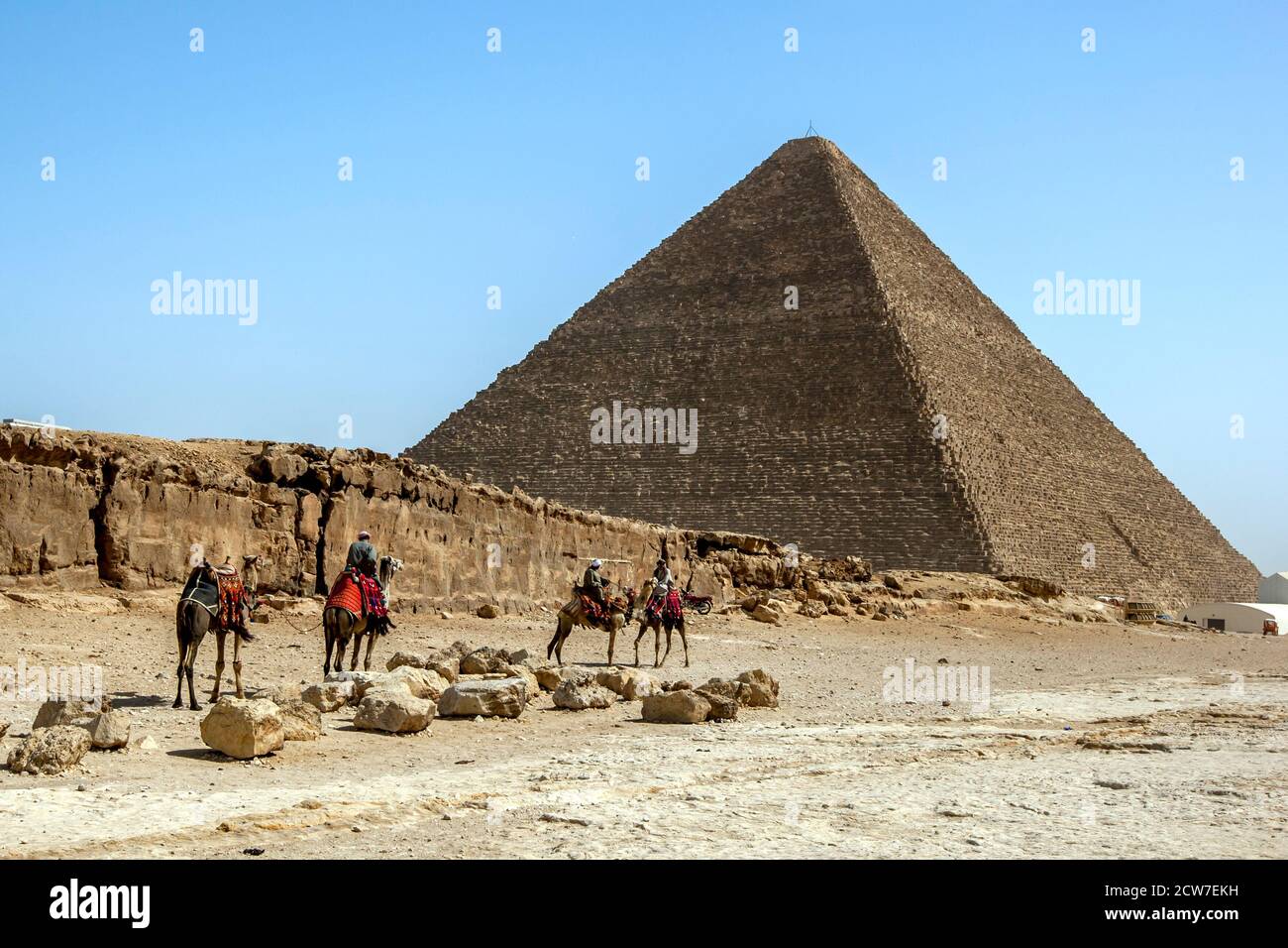 A view from one of the rock quarries including the Pyramid of Khufu at ...
