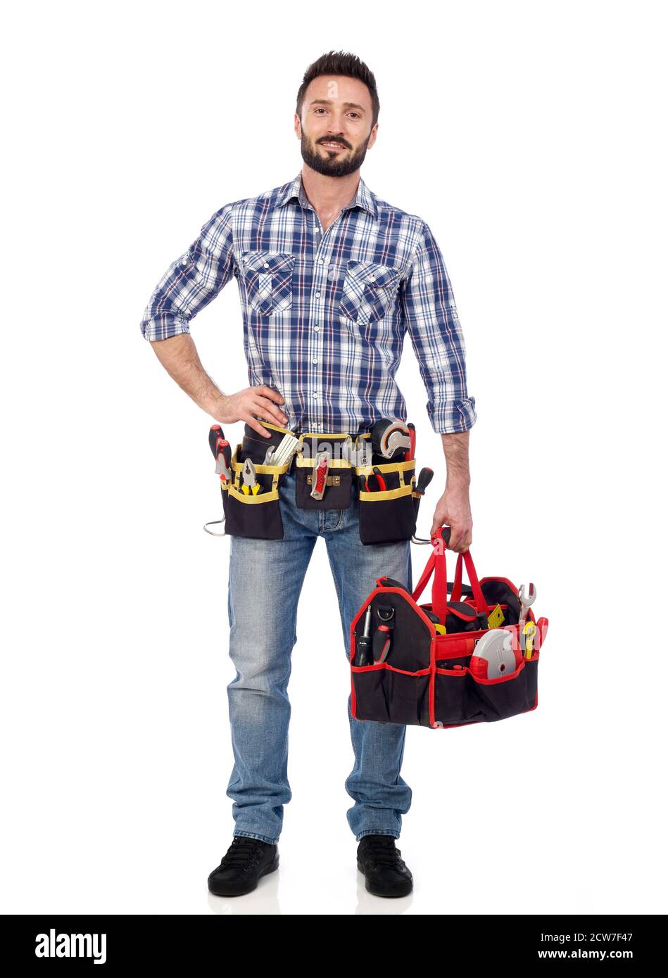 Handyman with toolbox Stock Photo - Alamy