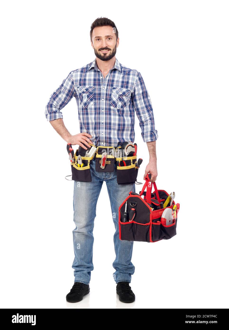 Handyman with toolbox Stock Photo - Alamy