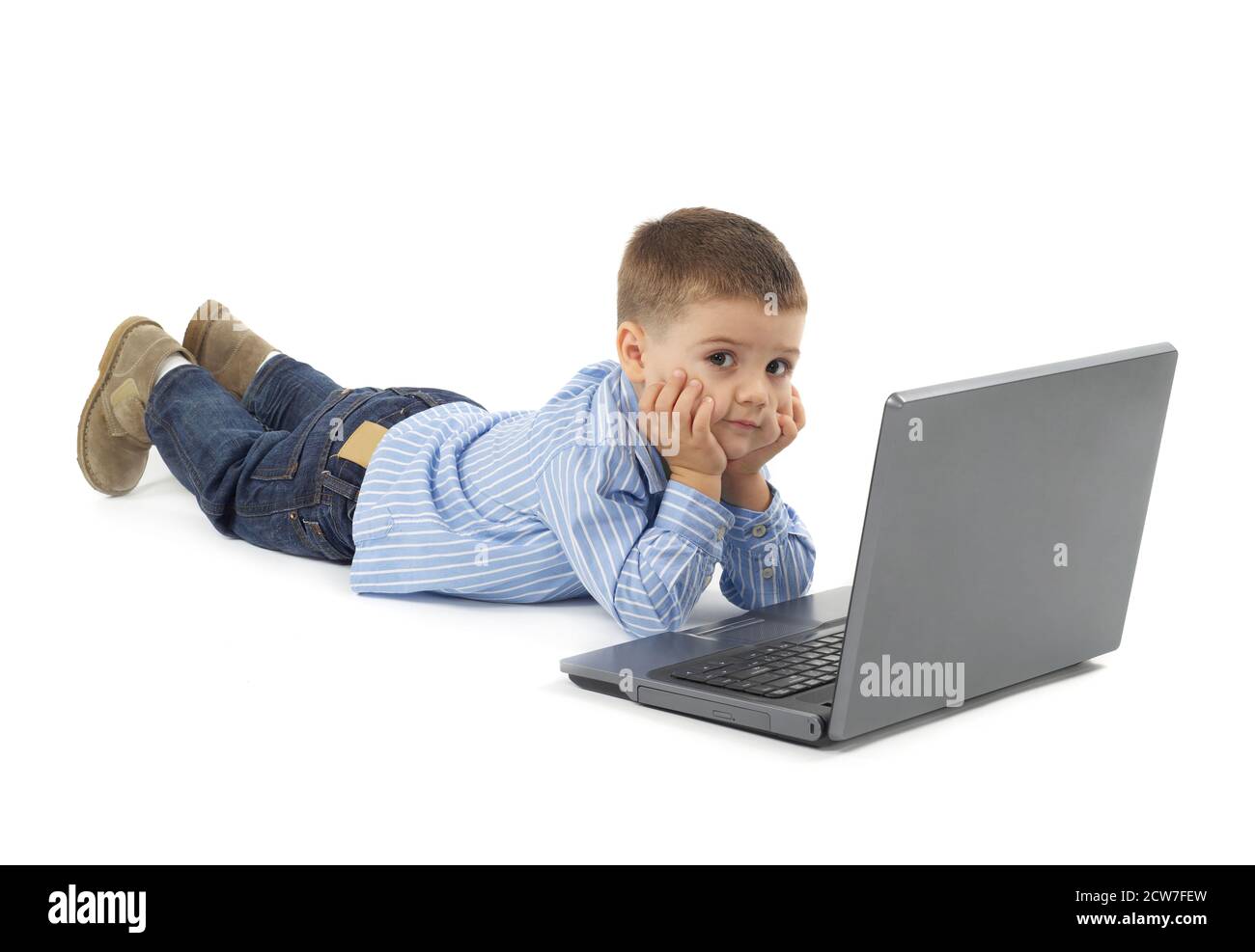 Child using laptop Cut Out Stock Images & Pictures - Alamy