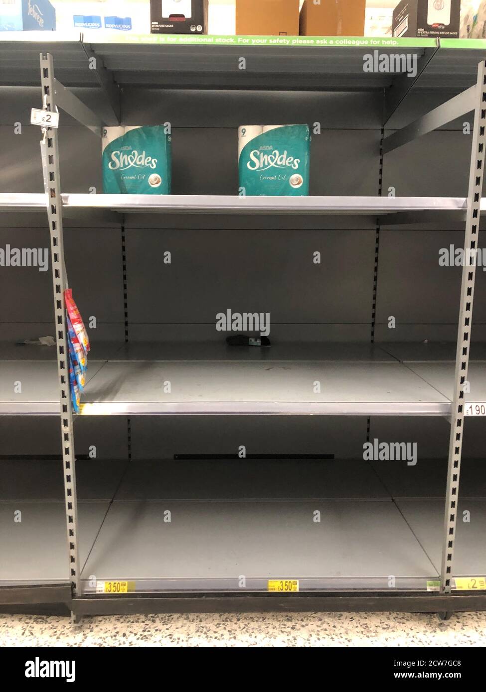 An empty space where toilet rolls would normally sit at Asda in Hunts ...