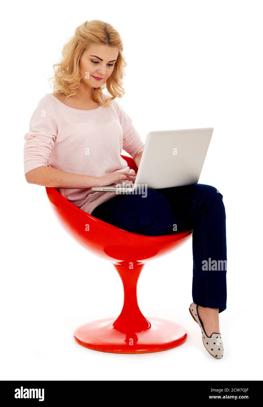 Girl with laptop isolated on white Stock Photo - Alamy