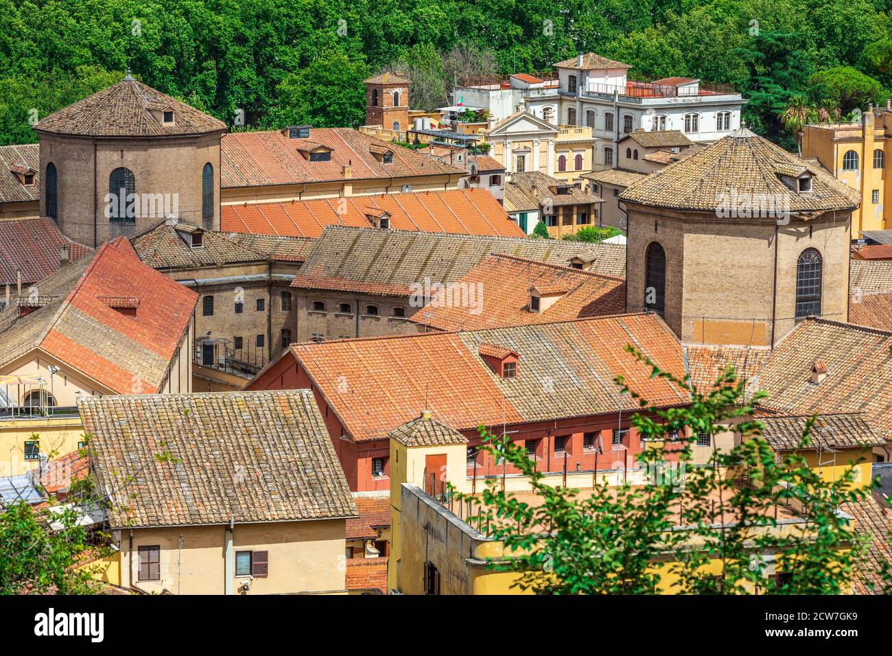 Roofs of Rome in Italy. Aerial view of the rooftop houses in the ...