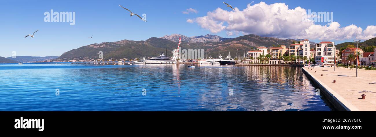 Porto Montenegro, famous marina in Tivat, beautiful panorama Stock ...