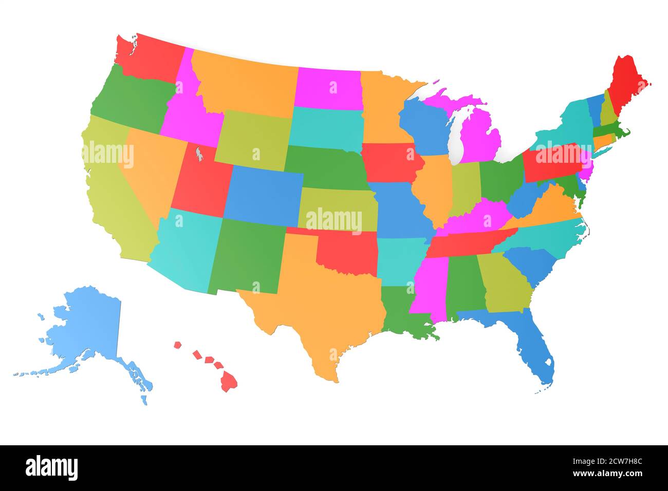 Colorful USA map isolated on white background, 3D rendering Stock Photo ...