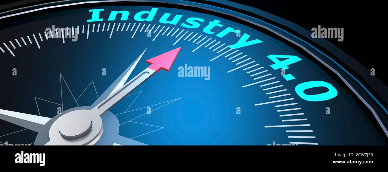 Compass with a industry 4.0 word, 3D rendering Stock Photo - Alamy