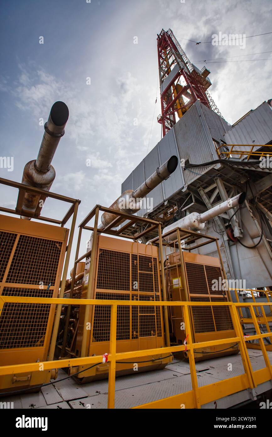 Zhaik-Munai oil deposit, Kazakhstan. Diesel engine station and ...
