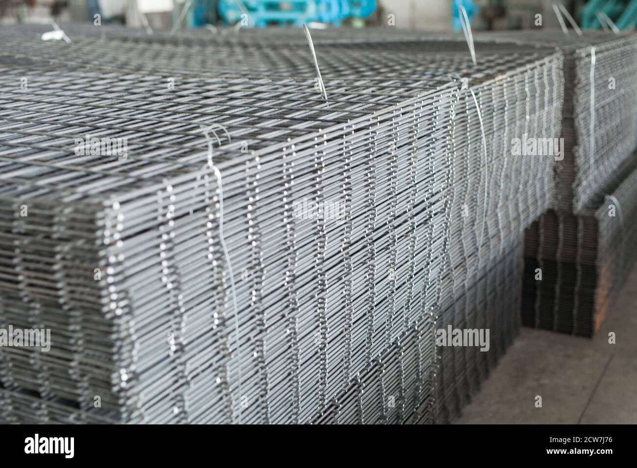 Wire rod, rebar, mesh in warehouses. production warehouse at the cable ...