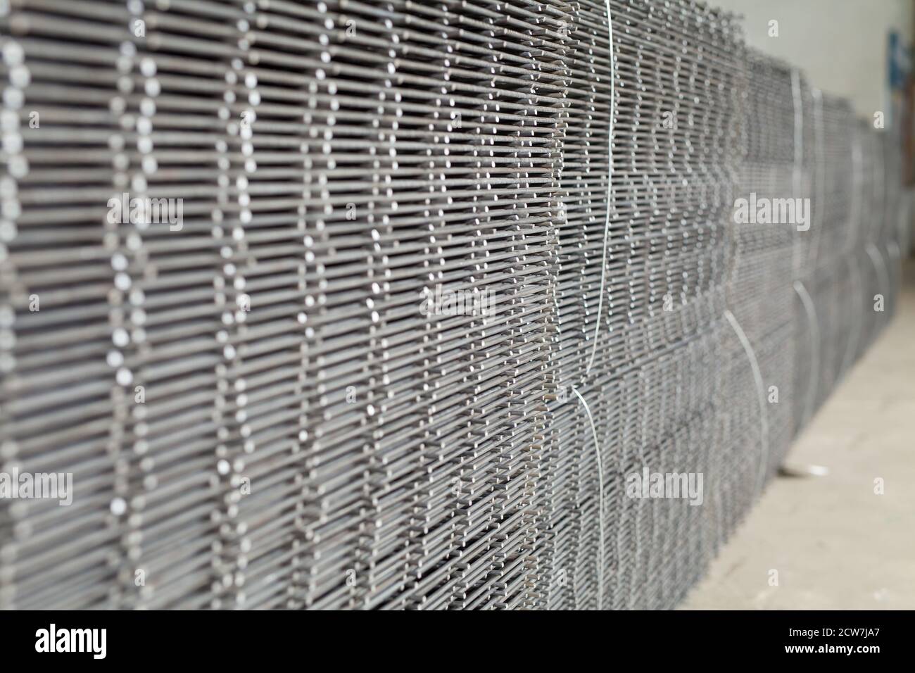 Wire rod, rebar, mesh in warehouses. production warehouse at the cable ...