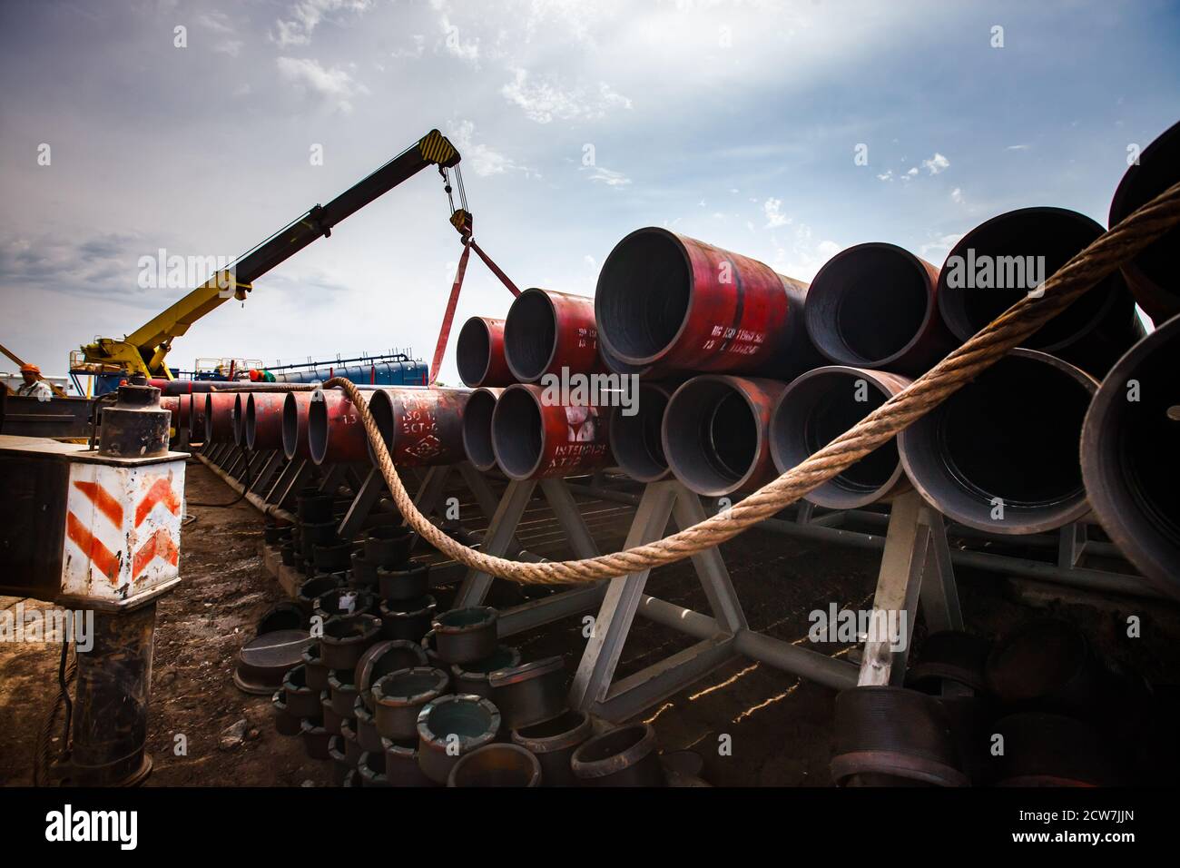 Oil drill pipe truck hi-res stock photography and images - Alamy
