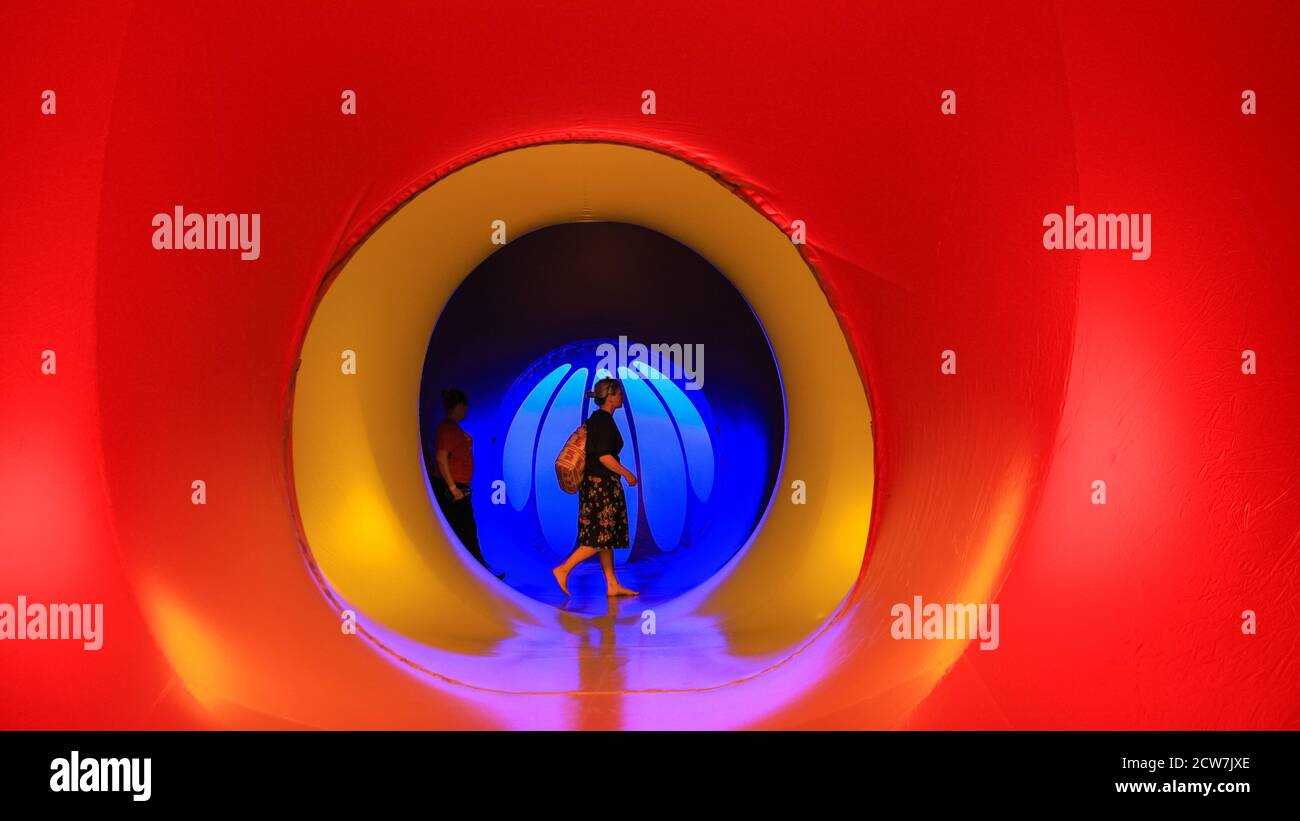 People enjoy the Daedalum Luminarium immersive light installation by ...