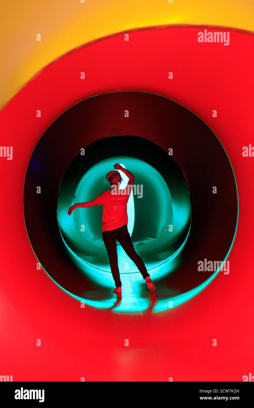 People enjoy the Daedalum Luminarium immersive light installation by ...