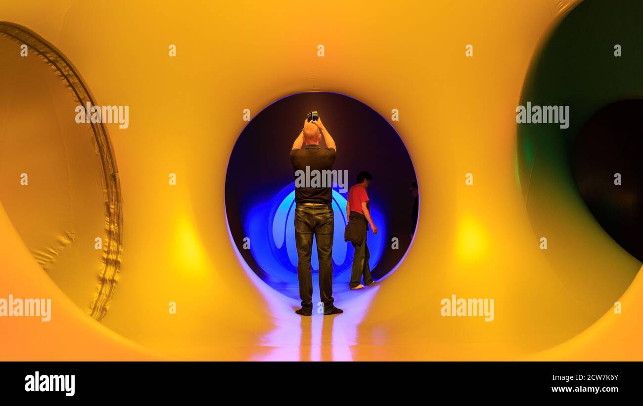 People enjoy the Daedalum Luminarium immersive light installation by ...