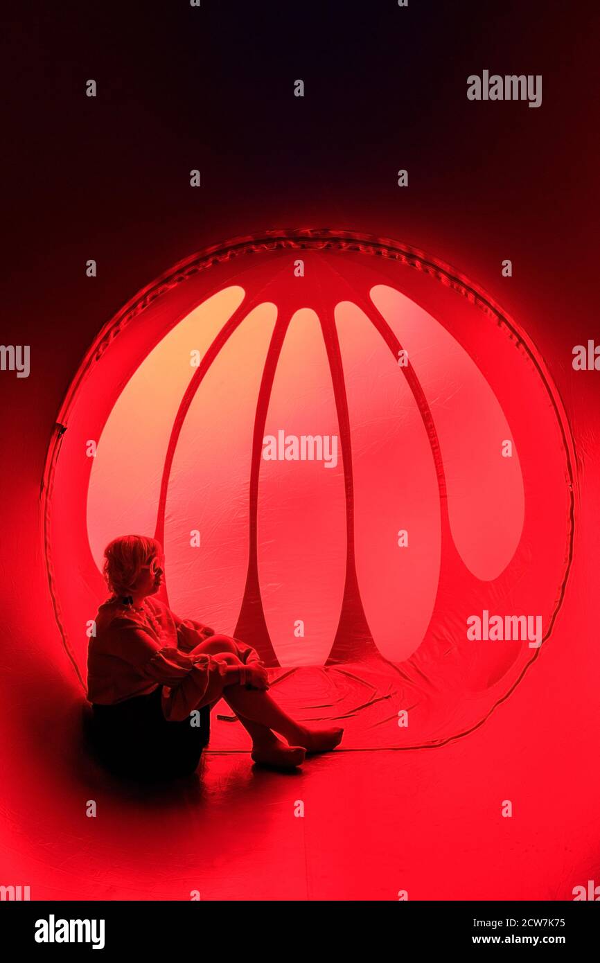 People enjoy the Daedalum Luminarium immersive light installation by ...