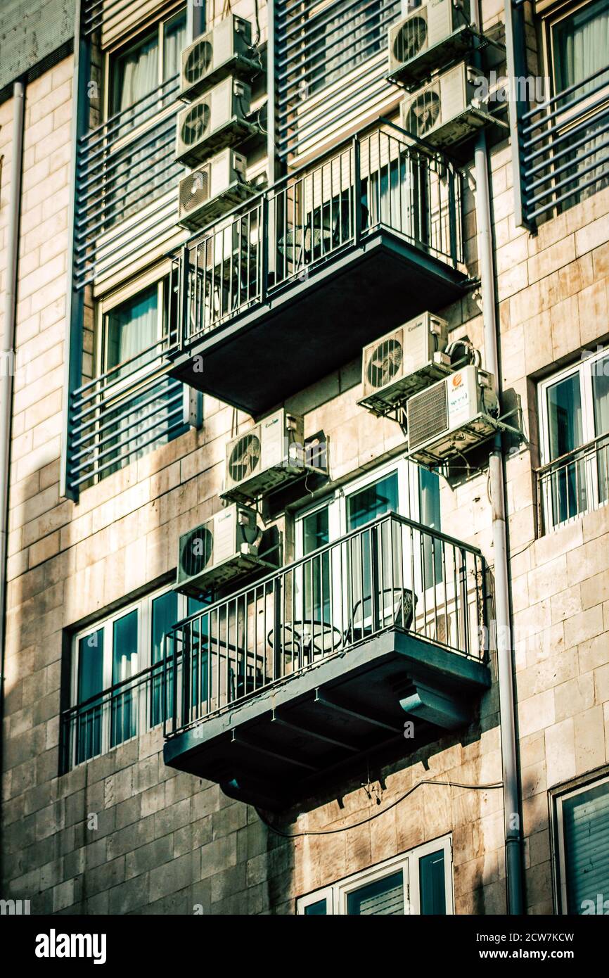 View of the facade of a modern building in the streets of Tel Aviv in ...