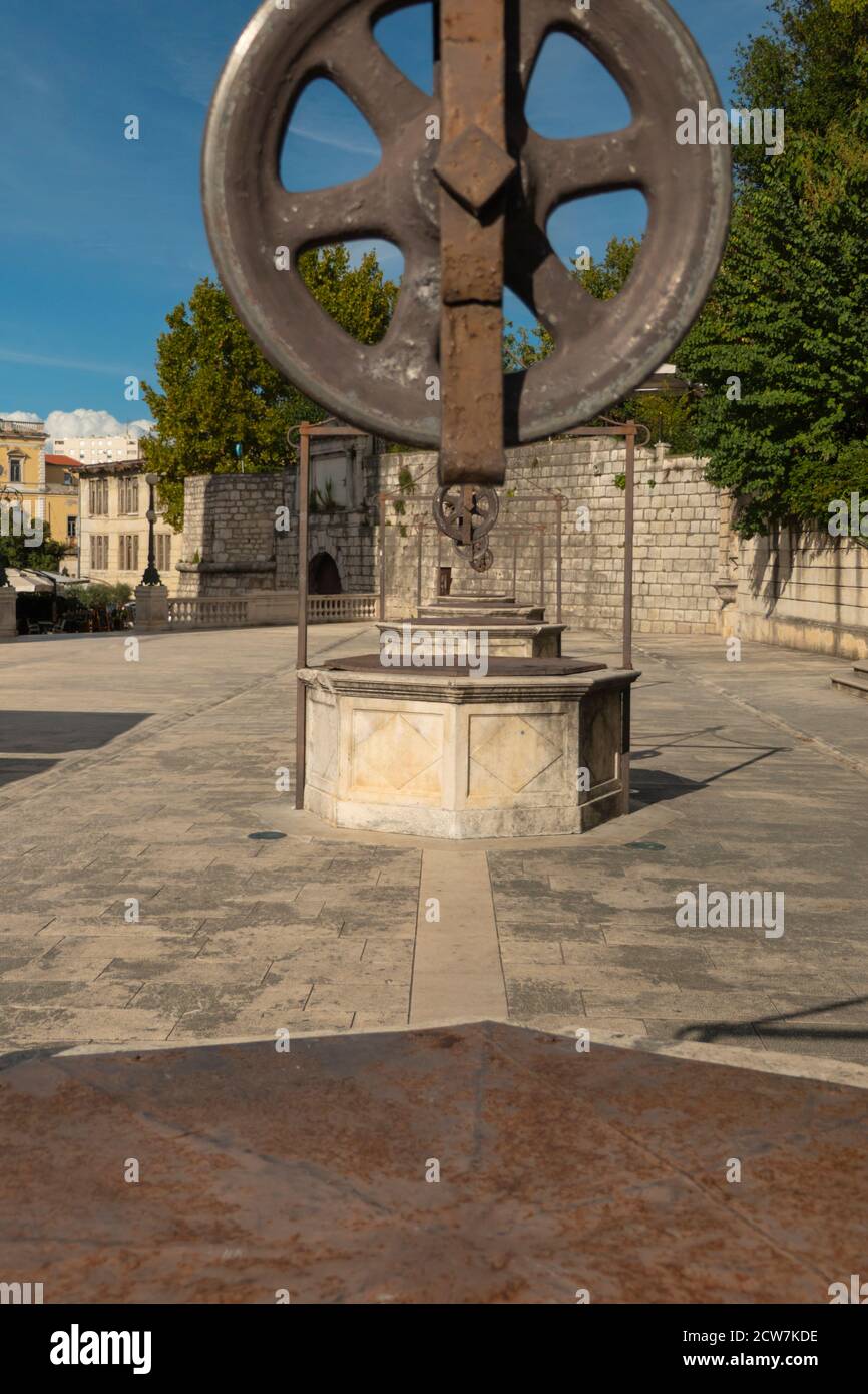 Zadar Five wells square and historic architecture view, Dalmatia ...