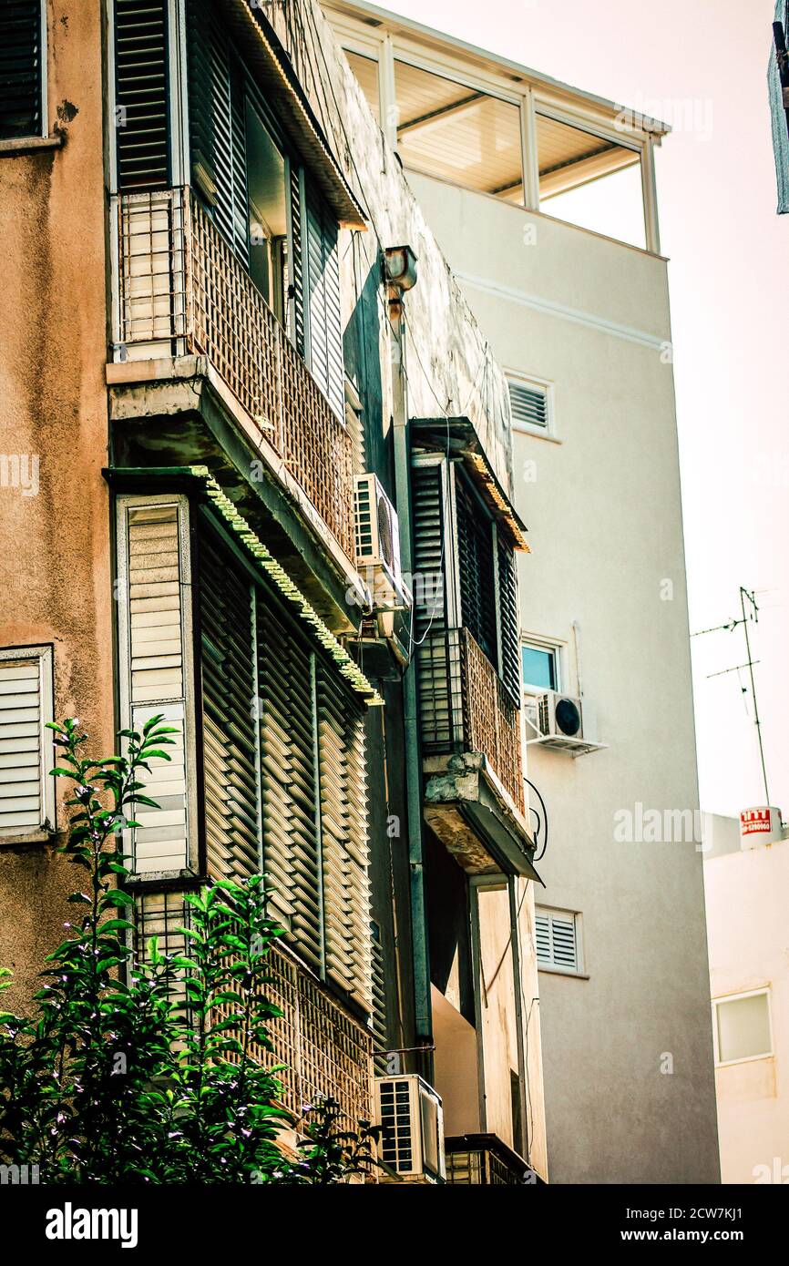 View of the facade of a modern building in the streets of Tel Aviv in ...