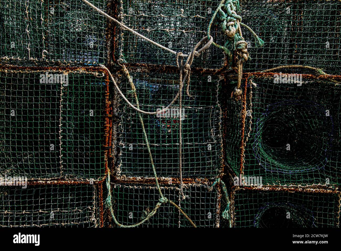 Commercial fish traps on a harbour in Catalonia, Spain Stock Photo - Alamy