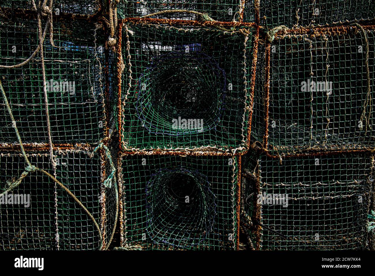 Commercial fish traps on a harbour in Catalonia, Spain Stock Photo - Alamy