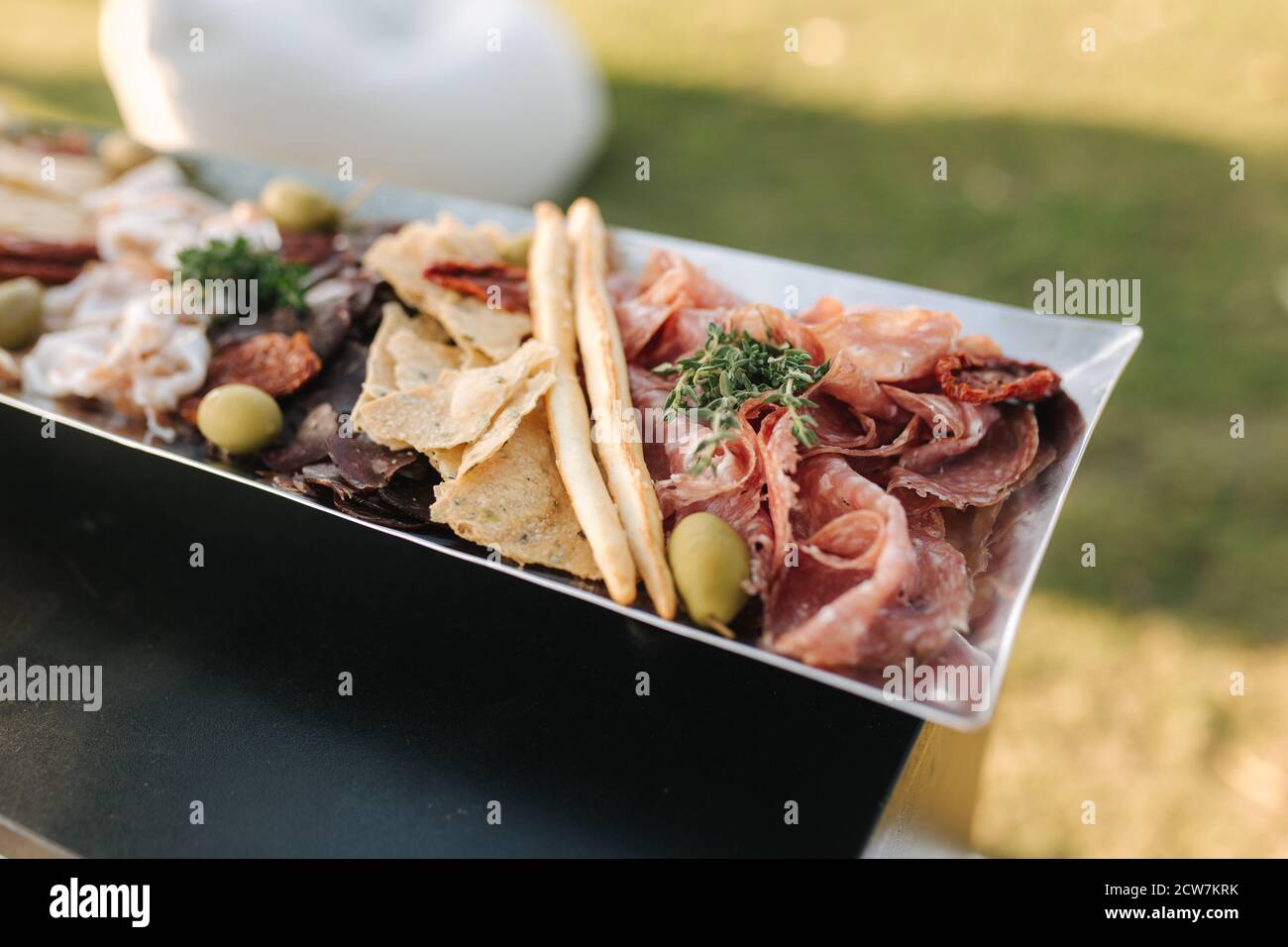 Different luzury snacks and antipasto on party. Gig table with snack ...