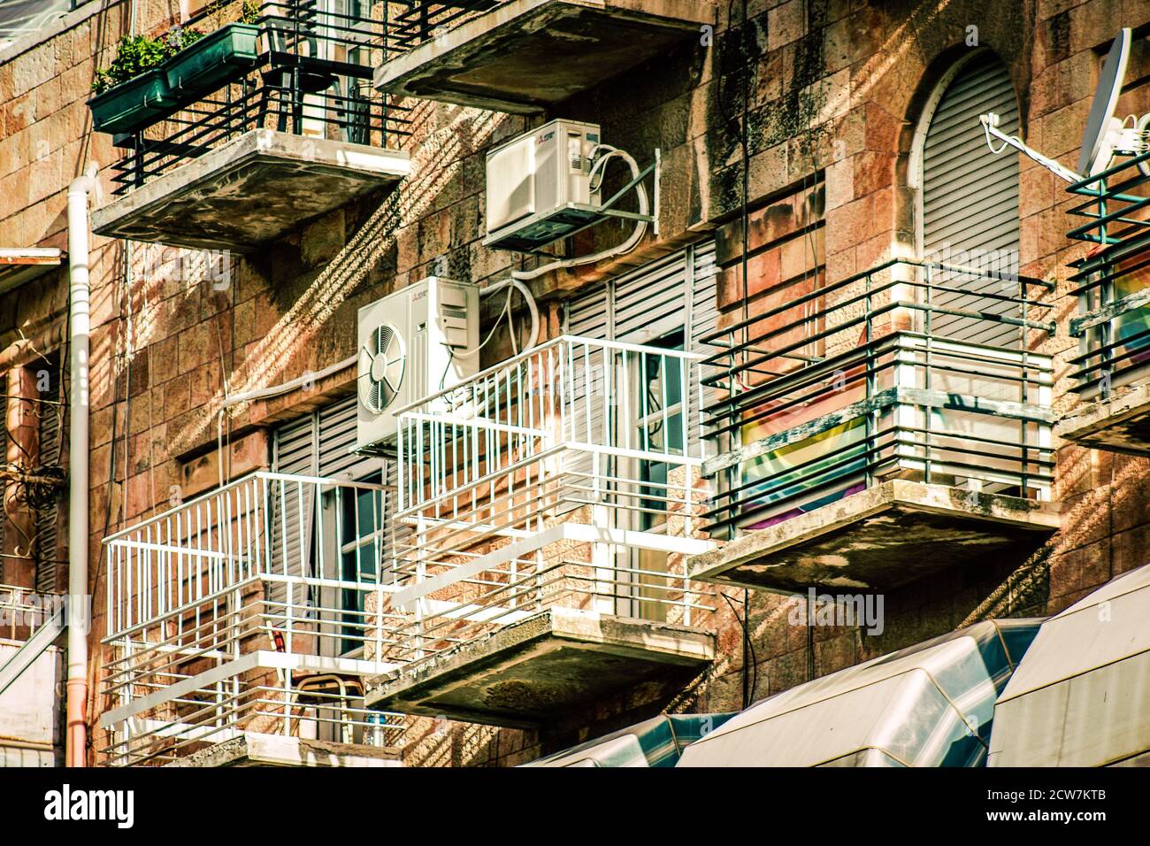 View of the facade of a modern building in the streets of Tel Aviv in ...