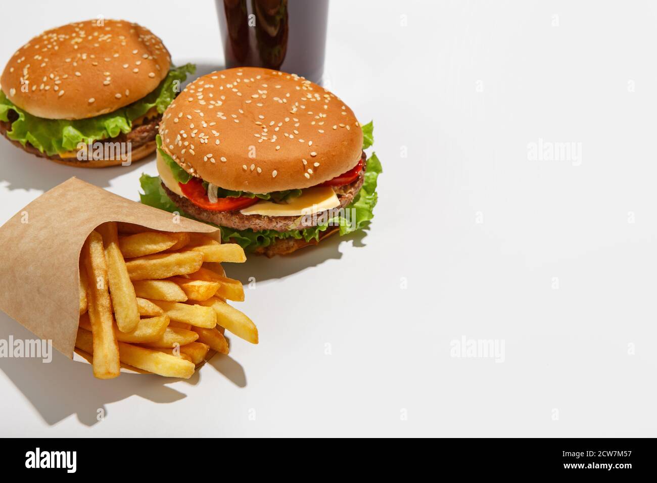 Set of fast food in restaurant menu and modern lunch. Burger and ...