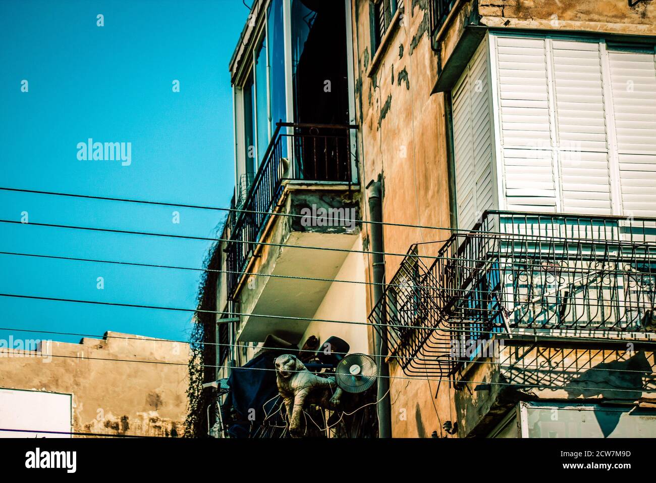 View of the facade of a modern building in the streets of Tel Aviv in ...