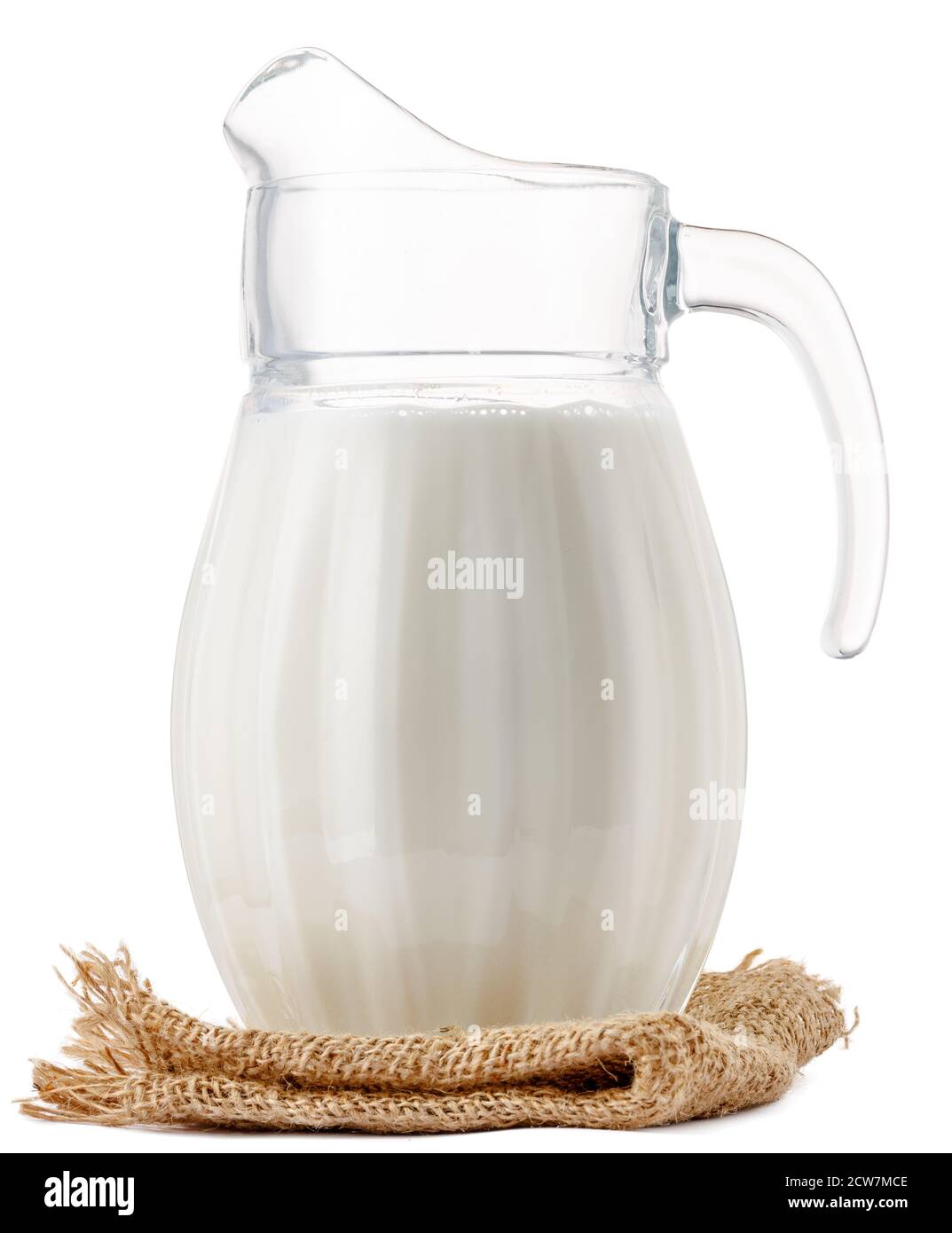 Glass milk jar isolated on white background Stock Photo - Alamy
