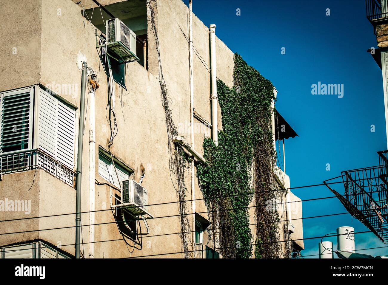 View of the facade of a modern building in the streets of Tel Aviv in ...