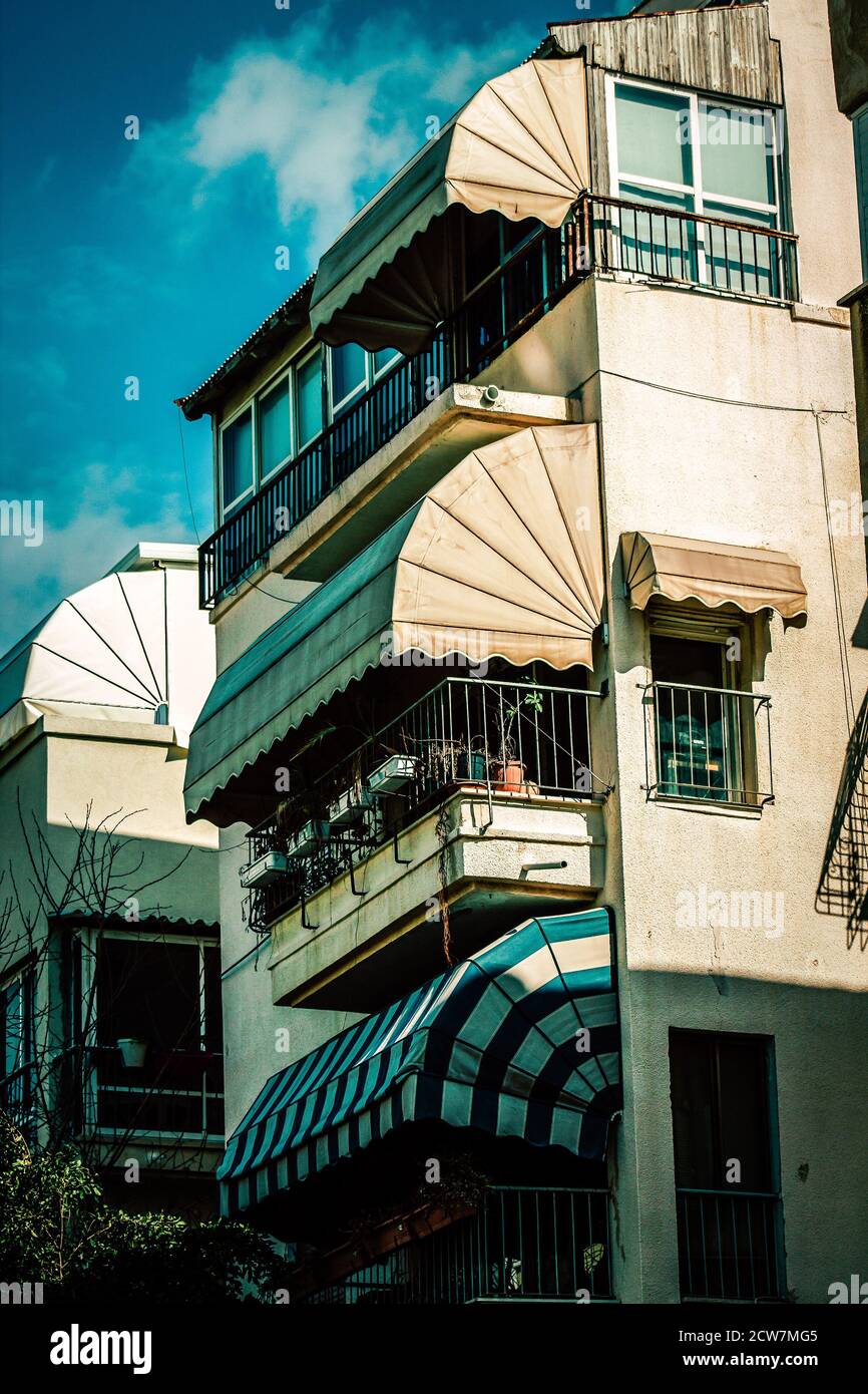 View of the facade of a modern building in the streets of Tel Aviv in ...