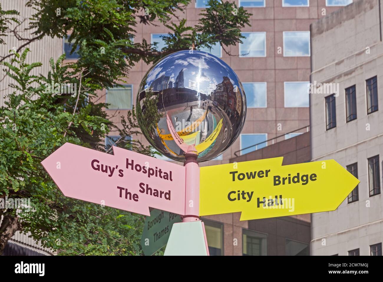 An unusual and attractive signpost at London Bridge, incorporating a ...