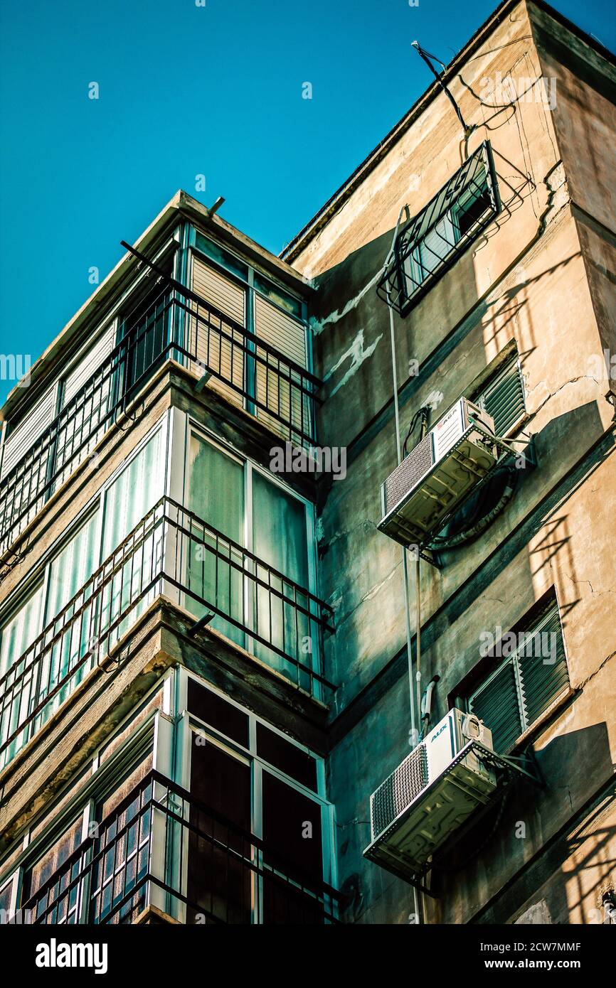 View of the facade of a modern building in the streets of Tel Aviv in ...