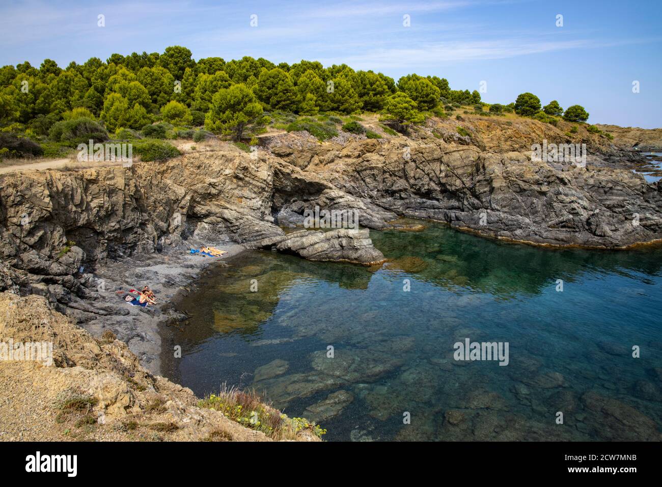 Small cove on the Cap Ras peninsular, Llanca, Costa Brava, Catalonia ...