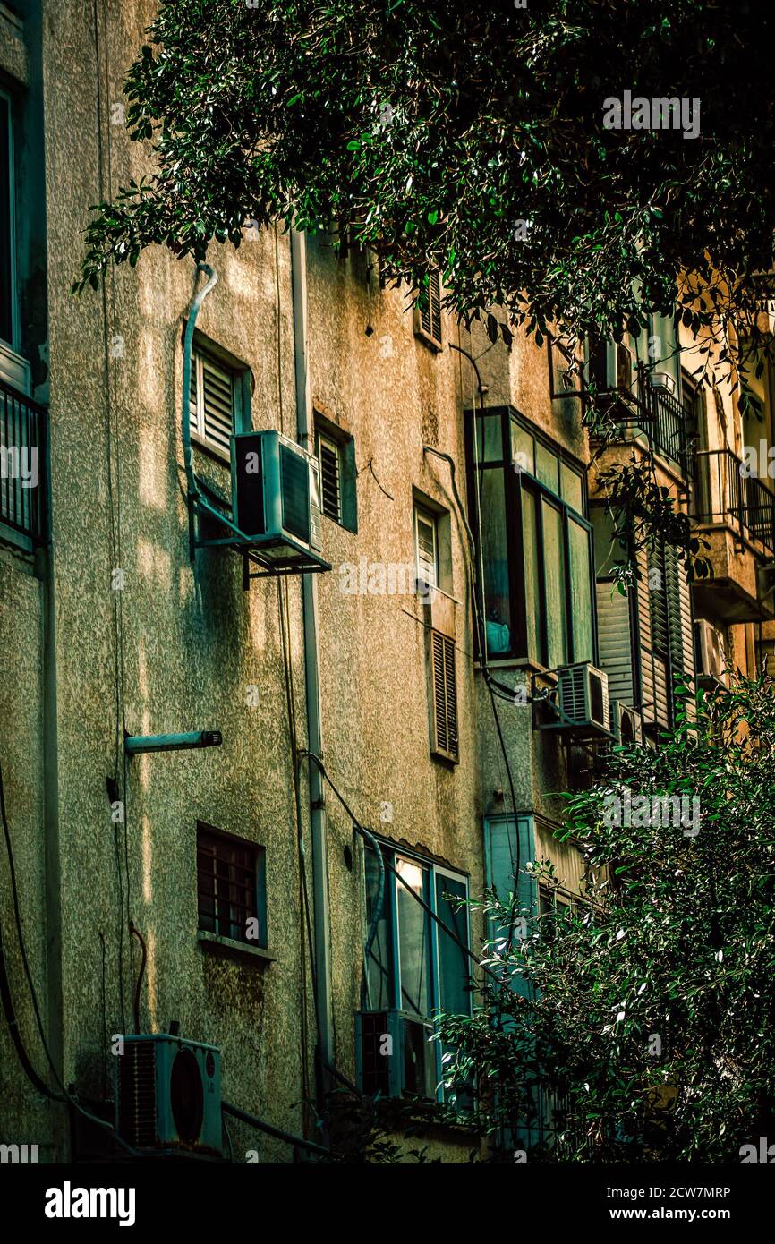 View of the facade of a modern building in the streets of Tel Aviv in ...
