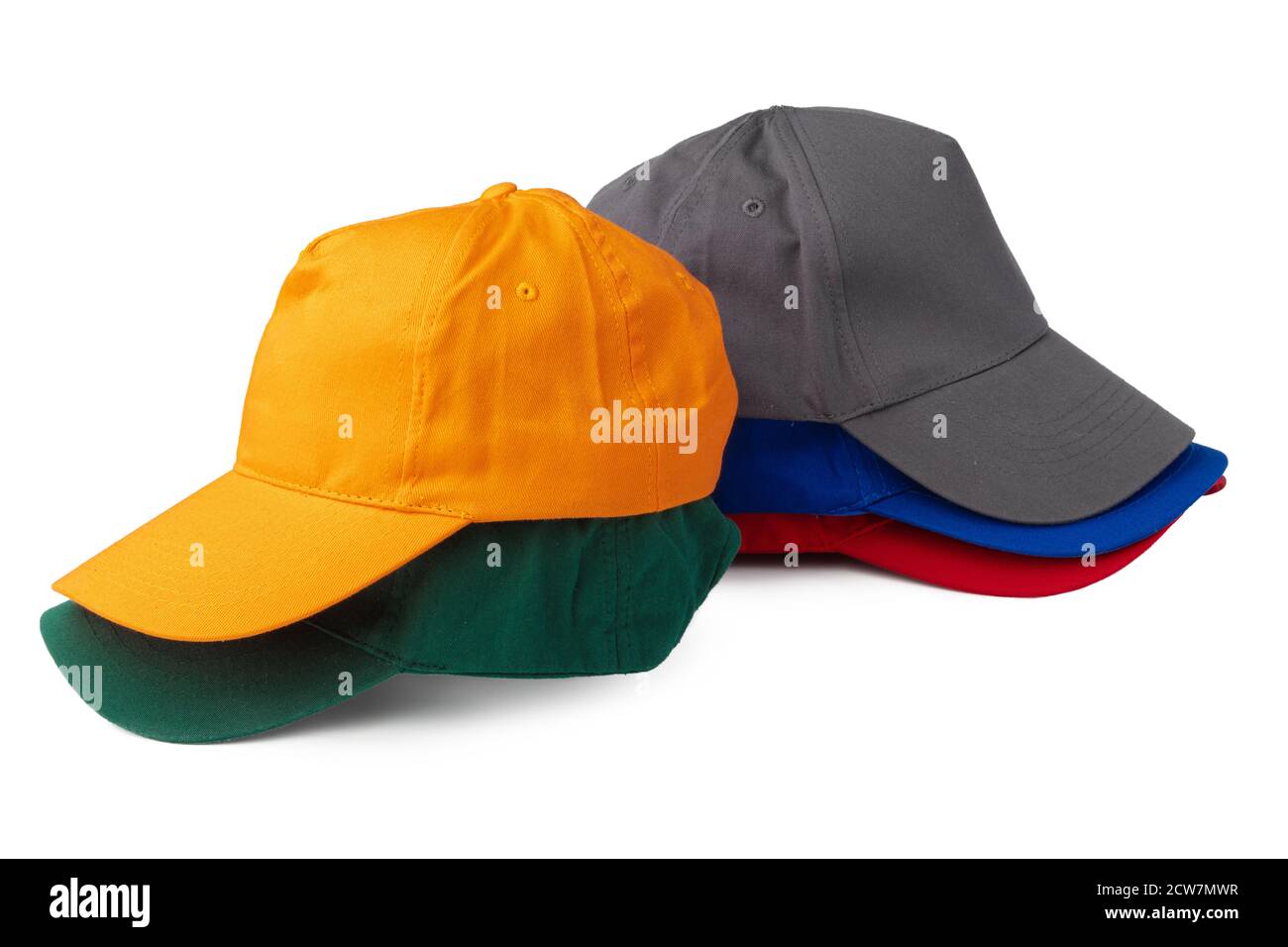 Stack of baseball caps isolated on white background Stock Photo - Alamy