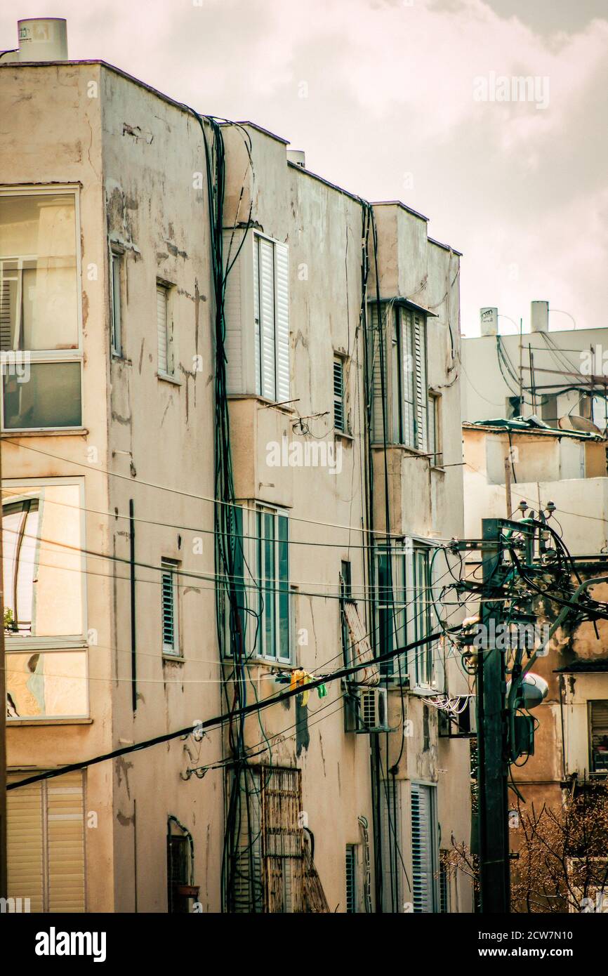 View of the facade of a modern building in the streets of Tel Aviv in ...