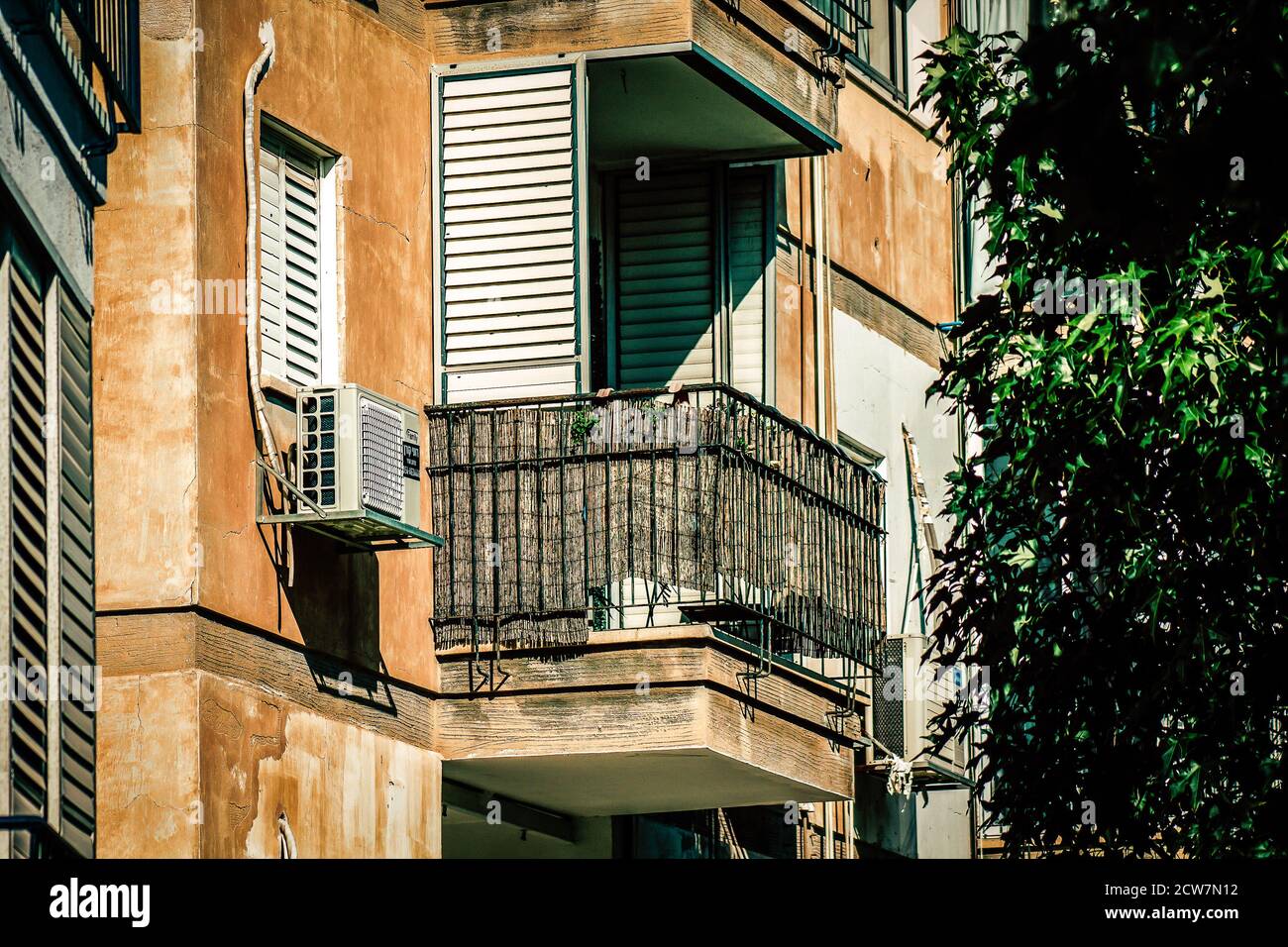 View of the facade of a modern building in the streets of Tel Aviv in ...