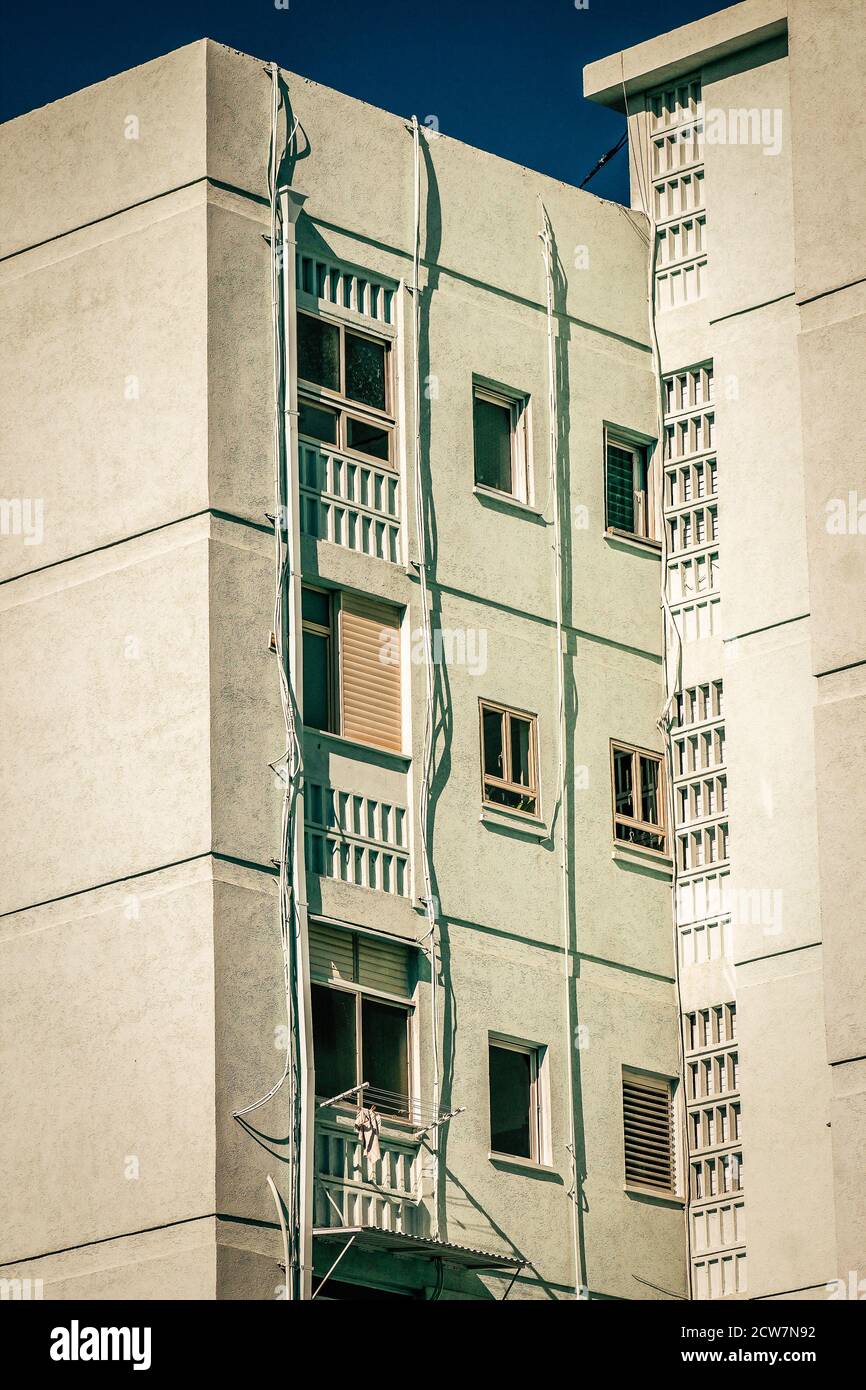 View of the facade of a modern building in the streets of Tel Aviv in ...